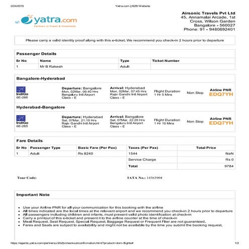 Blr hyd-blr rakesh | PDF
