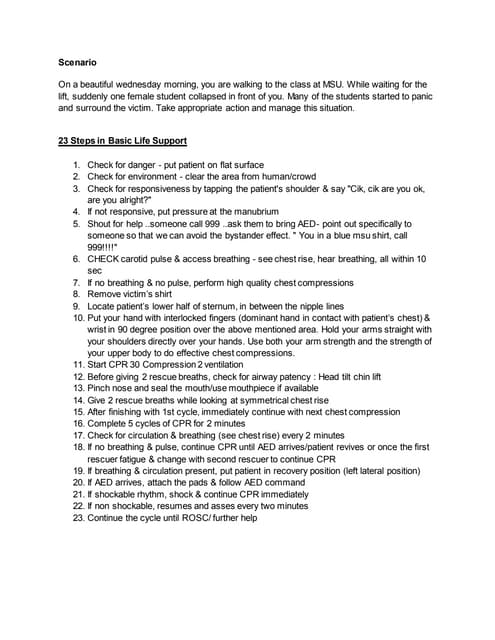 CHECKLIST ON CPR.pdf | First Aid | Injuries