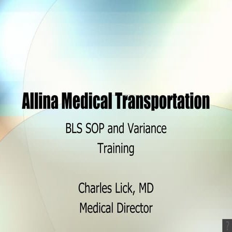Bls Variance Training 01 07 | PPT