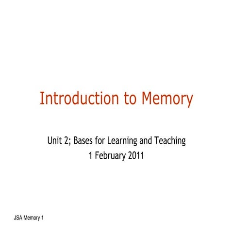Introduction to Memory | PPT