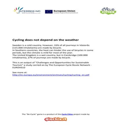 Blue5 Cycling does not depend on weather | PDF