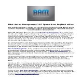 Blue asset management llc opens new england office