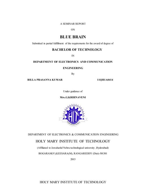 Blue Brain Seminar Report | PDF