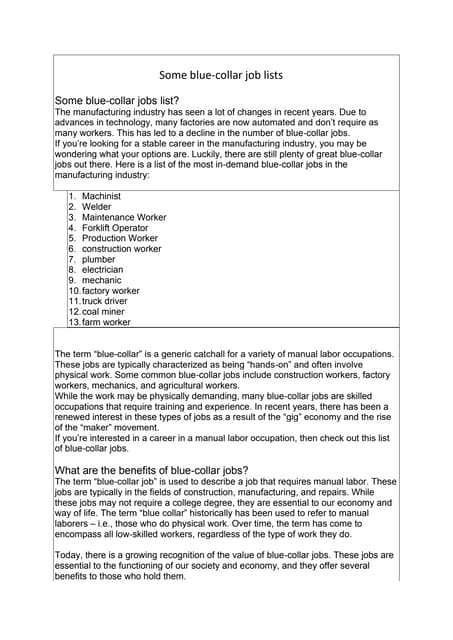 Different Collar Workers ( Blue vs White vs Pink vs Gold vs Black and son on).pptx