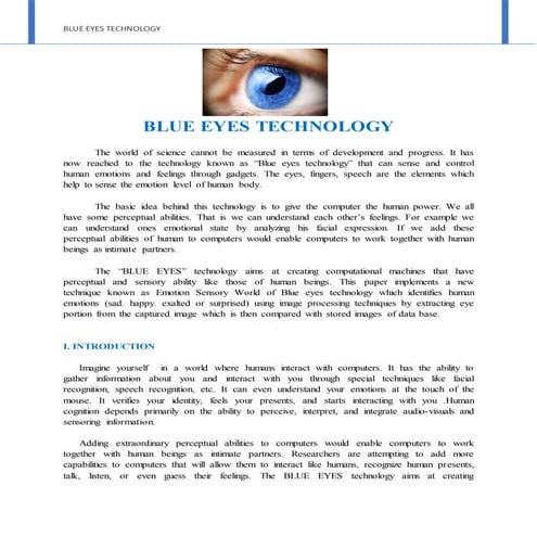 Blue eyes technology New Version 2017 | DOCX | Computer Peripherals | Computing