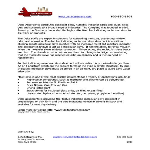 Blue indicating molecular sieve | PDF