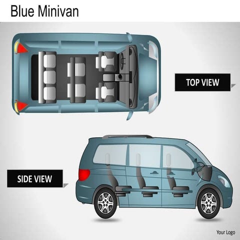 Blue minivan side view powerpoint presentation templates | PPTX