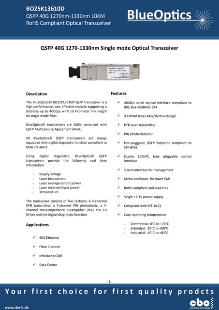 A Quick Guide to Understanding QSFP28 LR4 Optical Transceiver | PDF
