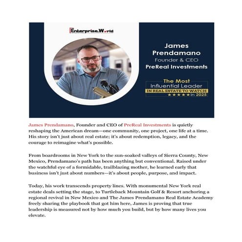 BLUEPRINTS FOR A BETTER TOMORROW_ JAMES PRENDAMANO AND THE POWER OF ...