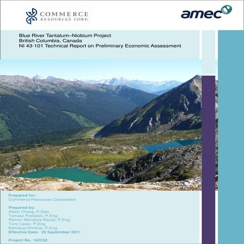 Technical Report: Blue River Tantalum and Niobium Project (Preliminary Economic Assessment) | PDF