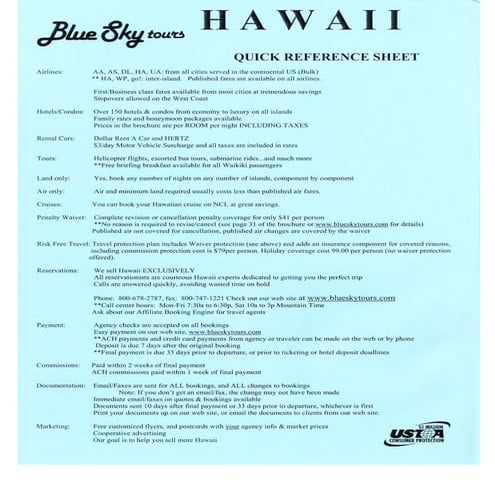 Blue Sky Quick Reference | PDF