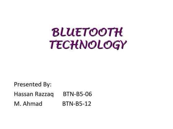 Bluetooth | PPTX | Computer Networking | Computing