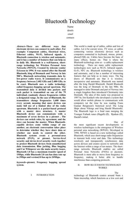 Bluetooth technology presentation | PPT