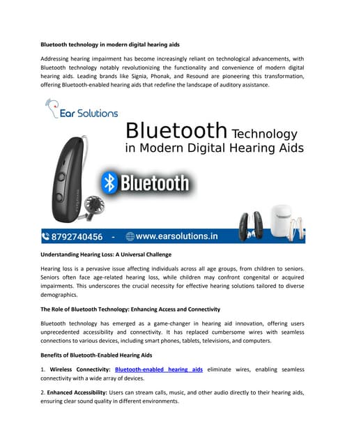 Seamless Connectivity With Advanced Bluetooth Hearing Aids | PPT