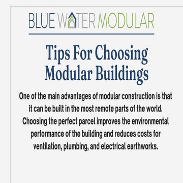 Tips For Choosing Modular Buildings | PDF