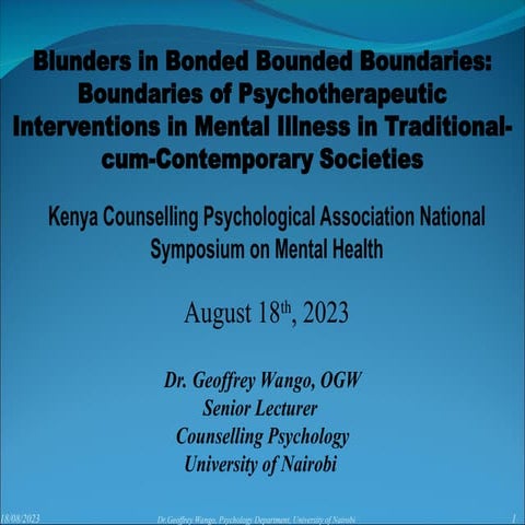 Blunders in Bonded Bounded Boundaries of Psychotherapeutic Interventions in Mental Illness Dr ...
