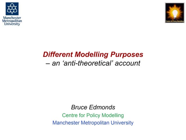 Different Modelling Purposes An Anit Theoretical Approach Pptx