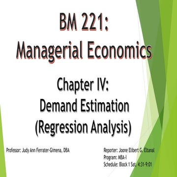 Managerial Economics - Demand Estimation (regression analysis) | PPTX