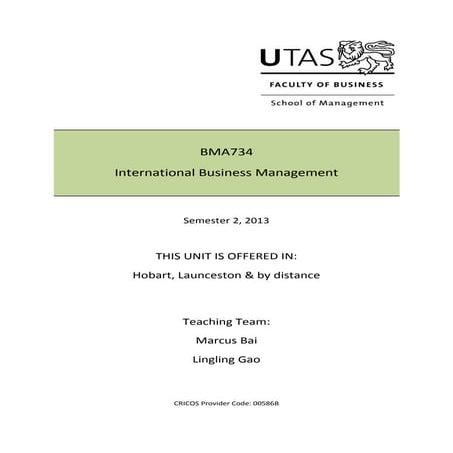 Bma734 international-business-management | PDF