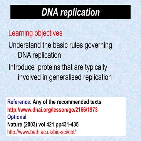 BMB314 DNA replication.ppt | Biological Sciences | Science