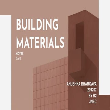 BUILDING MATERIALS NOTES | PDF