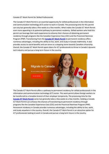 ICT Visa Canada: Your Pathway to Seamless Business Mobility | PPT