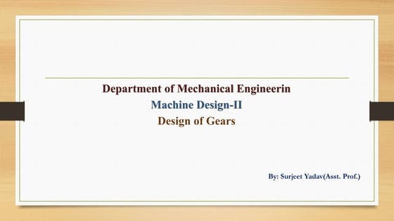 Theory of Machine and Mechanisms (Gears) | PPTX | Physics | Science
