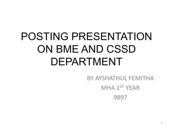 CSSD by Dr Zulfiquer Ahmed Amin | PPTX