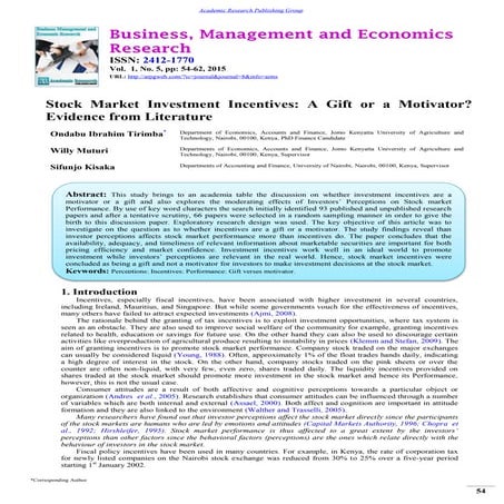 Stock Market Investment Incentives: A Gift or a Motivator? Evidence ...