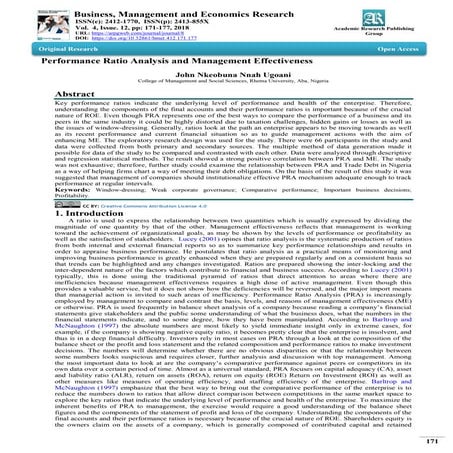 Performance Ratio Analysis and Management Effectiveness | PDF