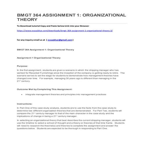 Bmgt 364 assignment 1 organizational theory | DOCX