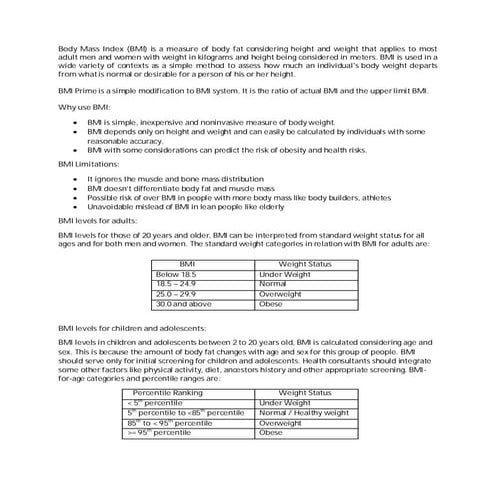Body Mass Index | PDF