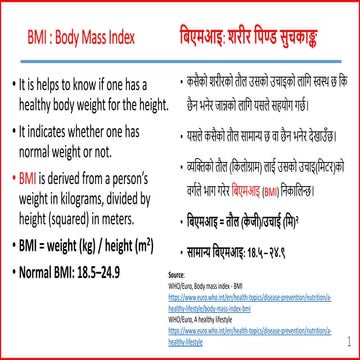 BMI Body Mass Index | PDF