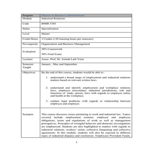 Bmir5103 syllabus | PDF