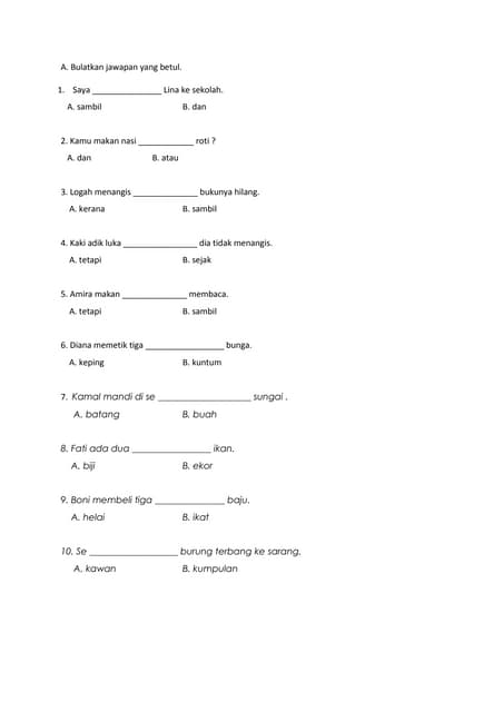 Bahasa Melayu Pemahaman Tahun 1 | PDF