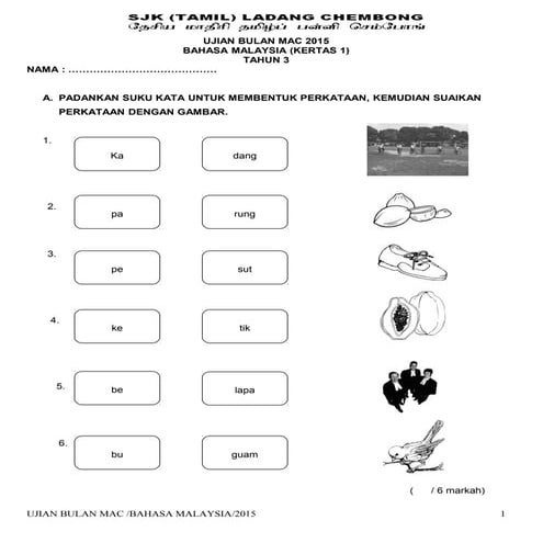Bm kertas 1 mac 2015 tahun 3 | PDF