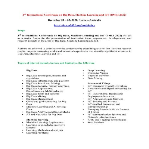 6 th International Conference on Big Data, Machine Learning and IoT (BMLI 2025) | PDF