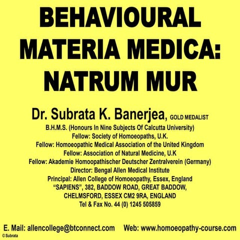 Behavioral materia medica (BMM) - Natrum Mur | PDF