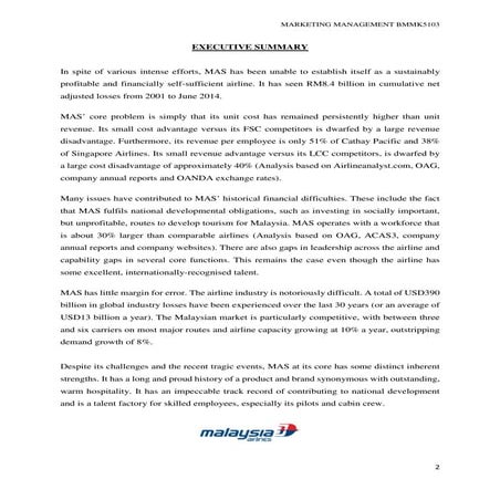 Malaysia Airlines Marketing Plan MBA OUM | PDF