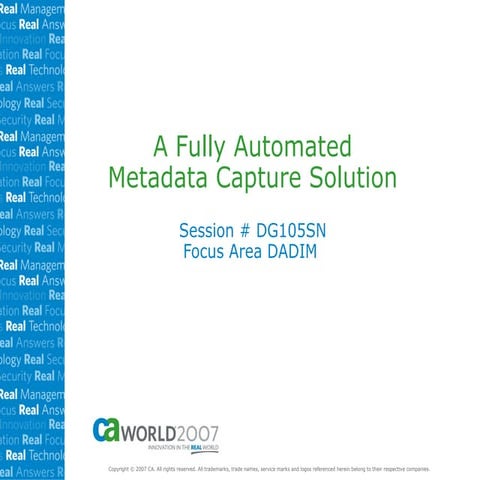 BMO's Fully Automated SOA ETL Metadata Capture Soln | PPT