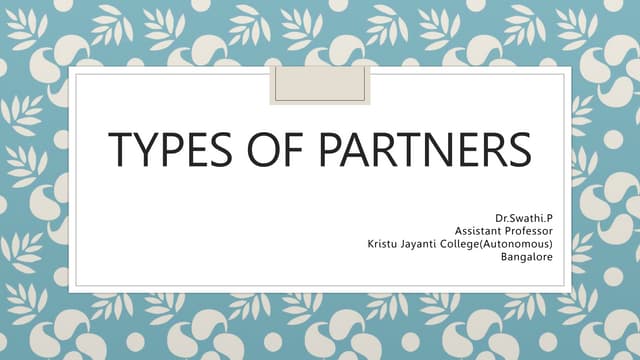 Types of Partners shipfor doing business | PPTX