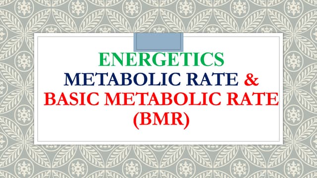 Basal metabolic rate (BMR)- Factors affecting BMR, measurement and ...