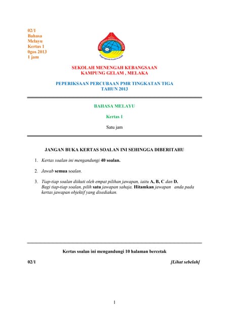 Penilaian Sumatif Bahasa Melayu Tahun 6 | PDF