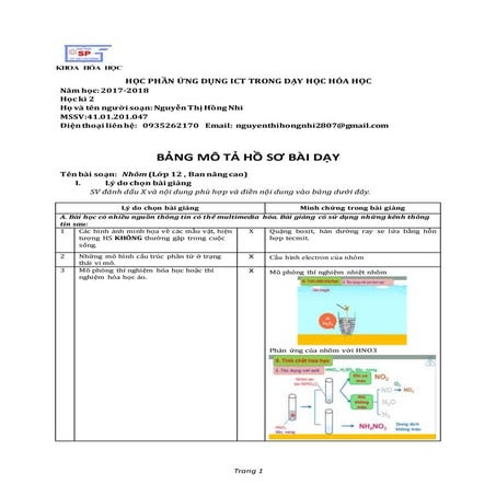 Bảng mô tả HSBD | PDF