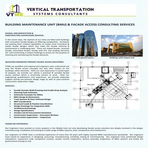 Vertical Transportation Consultant BMU Facade Access Cradle Systems consultants brochure | PDF