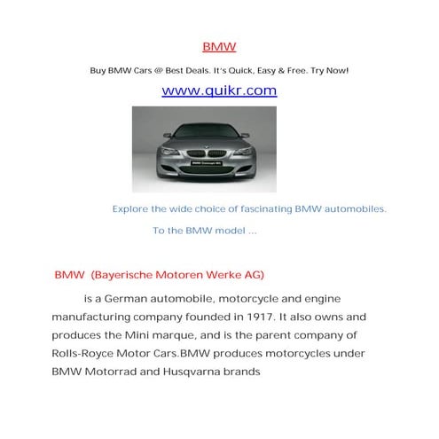 BMW Product Presentation | PPTX