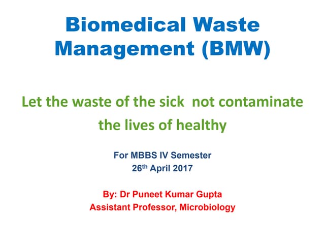 Bio medical waste segregation | PPTX