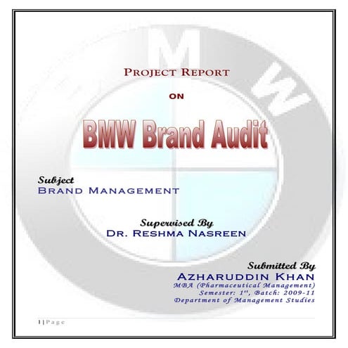 Audit Report on Brand - "BMW" | DOC