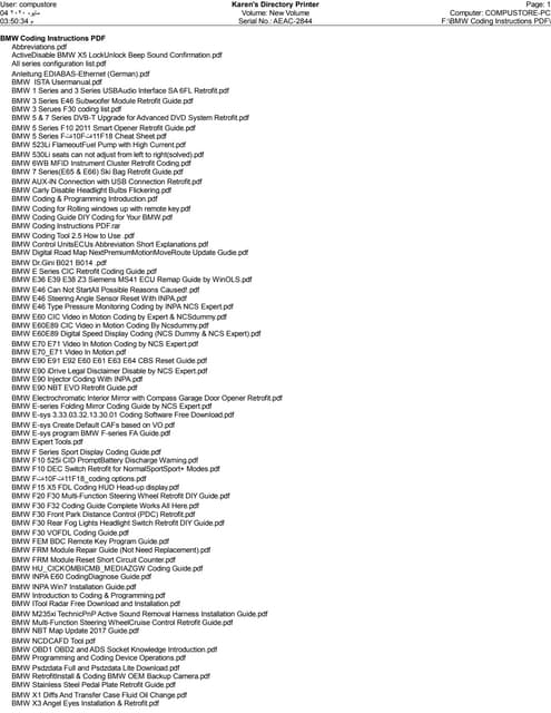 F30_Coding_Reference_Guide_v1.7.pdf | Auto Type | Automotive