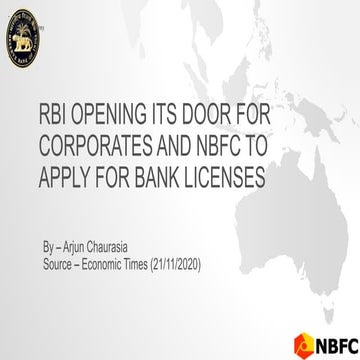RBI Opening its door to Corporates and NBFC for Banking License | PPT